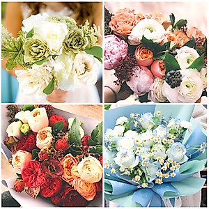 LUTER 20 Sheets Flower Wrapping Paper, 22.8x22.8 inch/58x58cm Floral Bouquet Wrapping Paper Double Sided Color Flower Packing Paper for Wedding Graduation Valentine's Day(Orchid Purple & Light Pink)