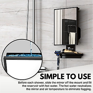 ToiletTree Products Deluxe Larger Fogless Shower Shaving Mirror with Squeegee, Large, Black