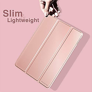 MoKo Case for iPad 9th Generation 2021/ iPad 8th Generation 2020/ iPad 7th Generation 2019, Soft Translucent TPU Frosted Back Cover Slim iPad 10.2 inch Case with Stand, Auto Wake/Sleep, Rose Gold