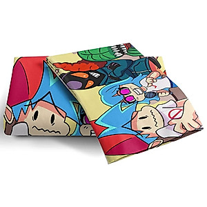 NICHIYOBI Friday Funkin Game FNF Duvet Cover Set 3D Bedding Comforter Cover 3 Pcs (1 Duvet Cover+2 Pillowcases) Bedding Set (01,Queen-90x90in+20x30in*2)