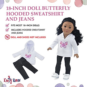 Emily Rose 18 Inch Doll Hooded Thick Sweatshirt and Jeans Casual Outdoor Clothing Outfit | Gift Boxed! | Compatible with 18-inch American Girl Dolls