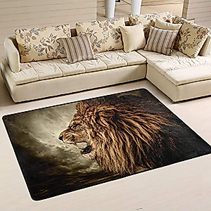 AGONA Modern Area Rug 2x3 Roaring Angry Lion Rugs Soft Indoor Floor Carpet, No-Shedding Non-Slip Rectangle Mat for Living Room Entryway Bedroom Dormitory
