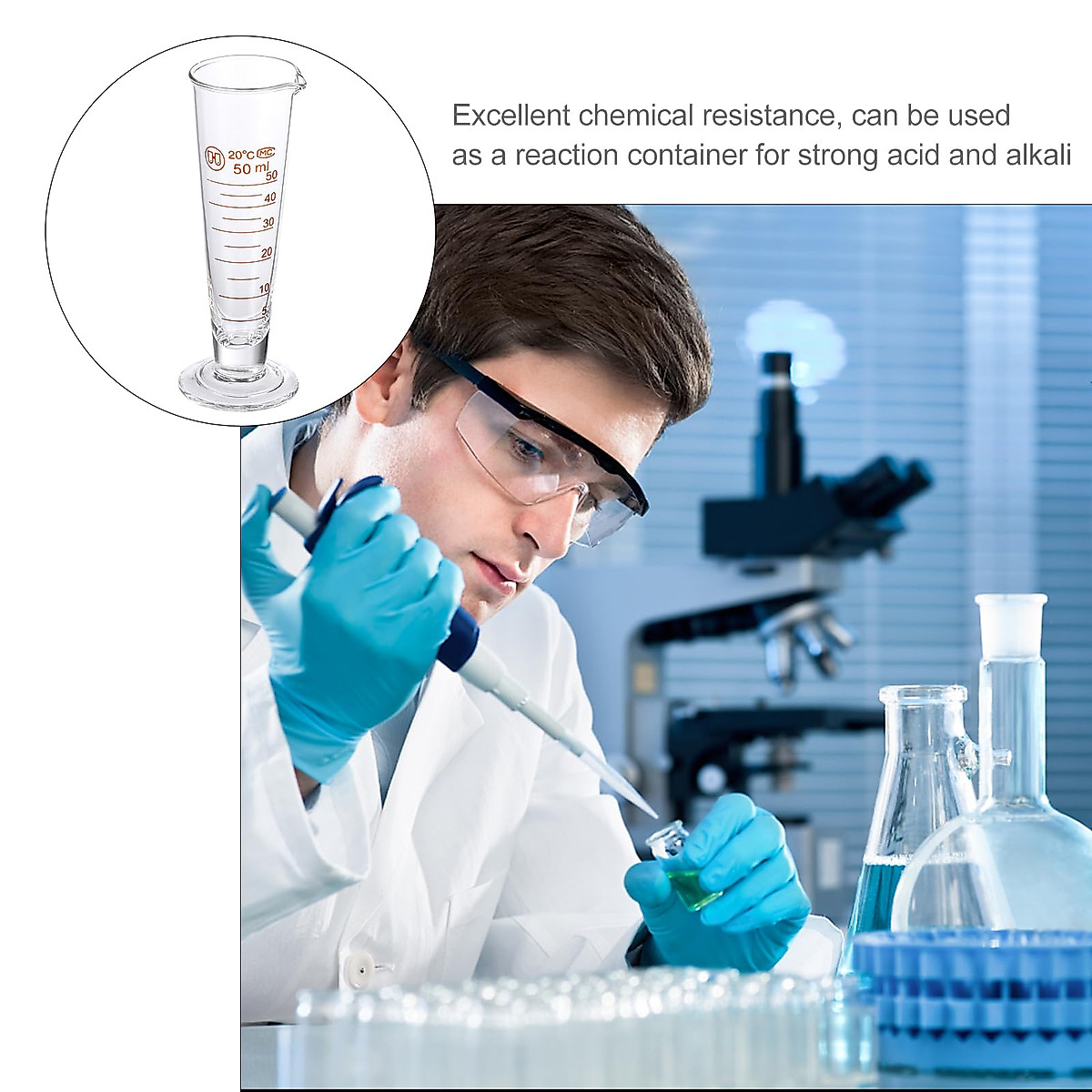 Lab Graduated Measuring Cup, Cup With Spout Wide Mouth Glass Beaker Liquid Dispenser Measuring Cylinder Experiment Tool for Science