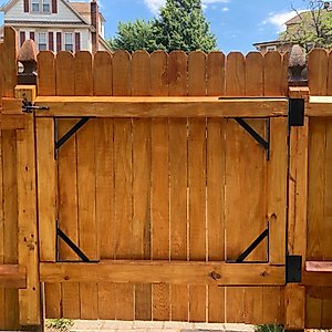 Mofeez Fence Gate Kit Iron Gate Hardware with Gate Latch for Wooden Fences Shed Doors Heavy Duty Anti Sag Gate Corner Brace Bracket