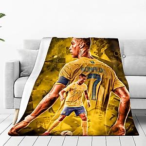 50''x60'' Flannel Football Player Blankets, Cozy Plush Throw Football Player Soft Blankets for Bedding Sofa and Travel Reserve air Conditioning Blanket Boys Girls Birthday Gifts