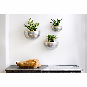 Set 3 Hanging Planter for Outdoor & Indoor Plants, Galvanized Iron Pot, Large Flower Hanger for Patio, Window, Garden, Balcony and Terrace, Modern Wall Hanging Basket, Boho Chic Metal Holder