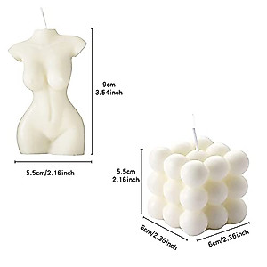 Bubble Cube + Human Female Body Candle 3D Women Body Candle Body Shape Beautiful Art Candle Decoration for Wedding Decorative Candle for Bedroom Bathroom Decorations