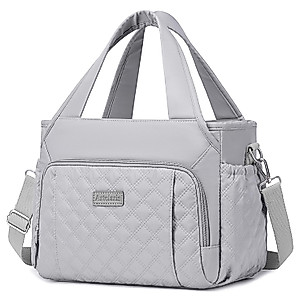 Artelaris Lunch Bag for Women, Insulated Lunch Box for Work, Large Leakproof Cooler Purse with Side Pockets & Removable Shoulder Strap Women's Lunch Tote Bag for Picnic Beach Cute Lunch Bags (Gray)