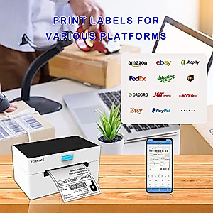TERRIME Thermal Shipping Label Printer, Wireless Bluetooth Thermal Printer for 4x6 Shipping Label Barcode, Compatible with Android & iPhone/Windows/Mac OS, Support UPS FedEx Shopify Ebay Amazon Etsy