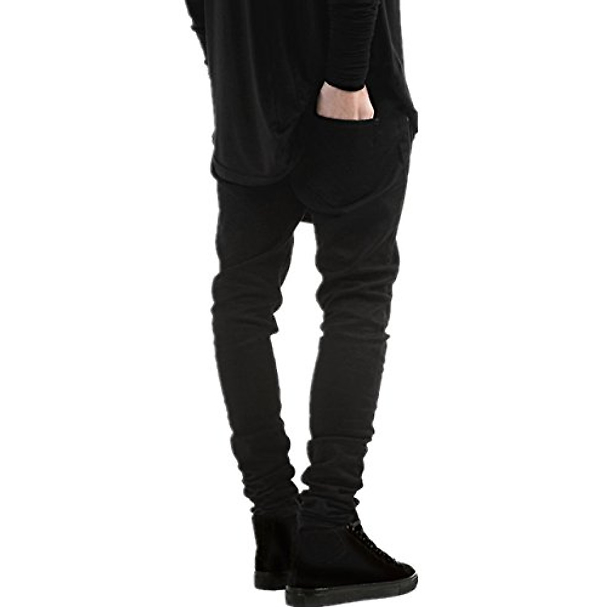 Qazel Vorrlon Men's Slim Fit Black Stretch Destroyed Ripped Skinny Denim Jeans,Size 28, Black