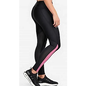 Under Armour UA HeatGear Women's Black Pink Mileage Full Length Compression Legging Active Pant (as1, Alpha, l, Regular, Regular)
