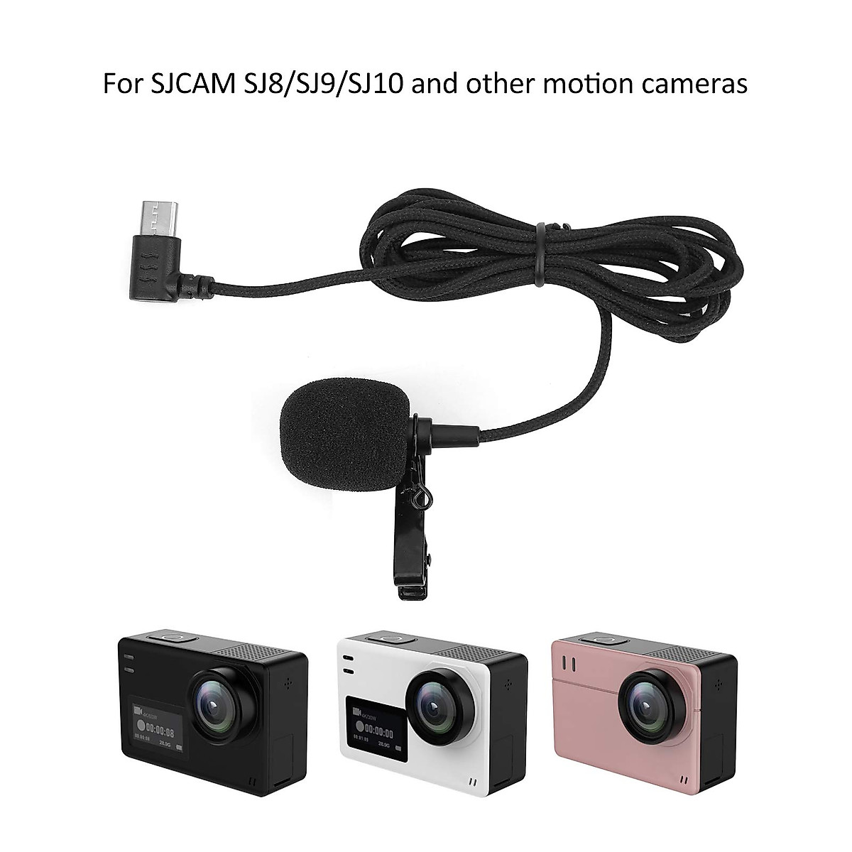 Type‑C Camera Microphone, Portable Tie‑Clip Microphone Fit for SJCAM SJ8 SJ9 SJ10 Action Camera Accessory