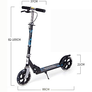 LJHBC Wheel Scooter Adult City Push Scooter Large 210mm Wheel Front and Rear Brake Easy to fold Easy to Carry Bearing 100kg (Color : Black)