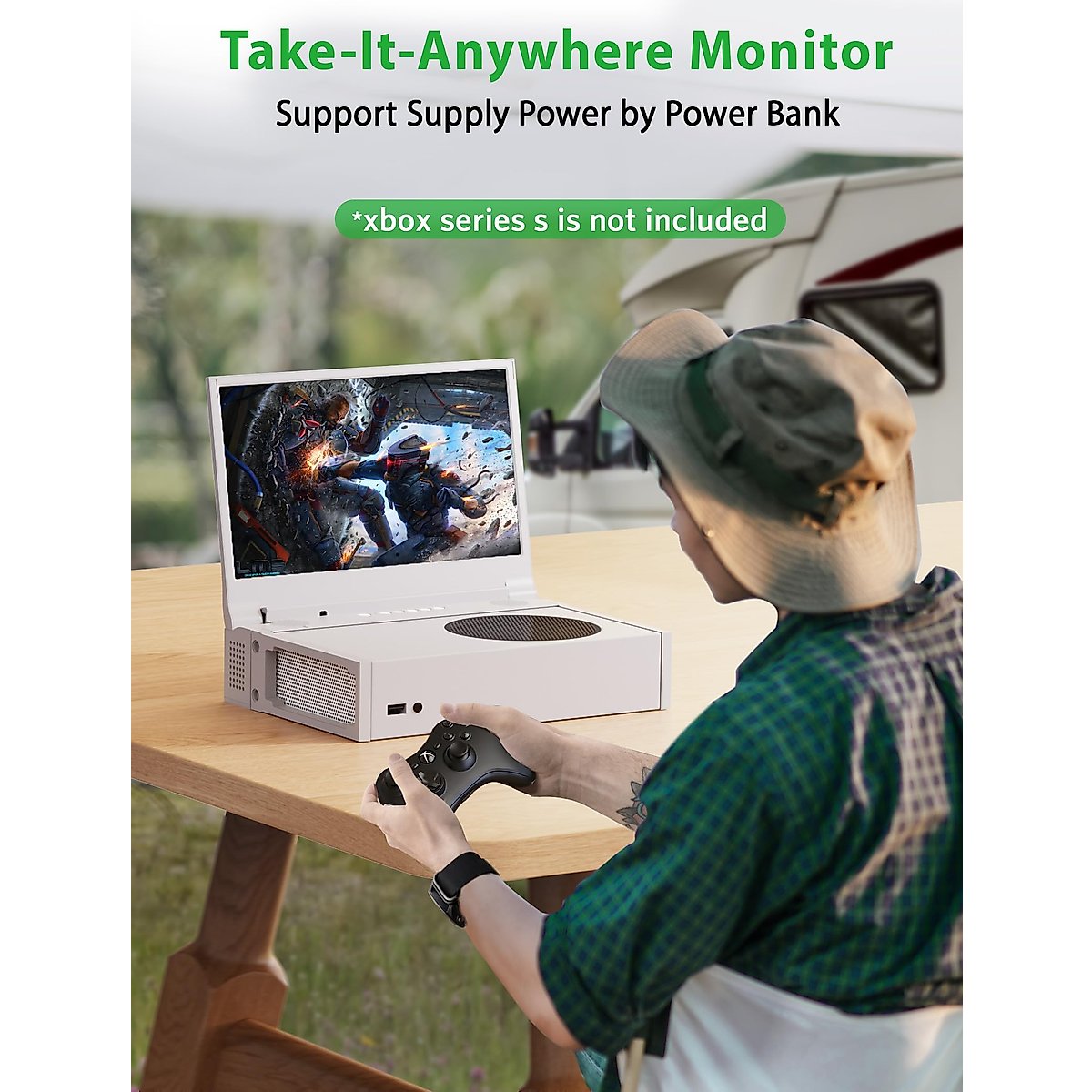 DEPGI 4K 14" Portable Gaming Monitor IPS Screen for Xbox Series S（not Included） with Remote Control, Portable Monitor with HDR10, AMD FreeSync, 2X HDMI for Indoor Outdoor Travel