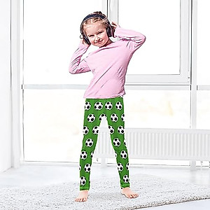 Soccer Ball Toddlers Girls' Leggings Soft Comfortable 7-8T Girls Athletic Leggings Moisture Wicking Girls Clothes for Daily Wear Walking Dance Yoga Gym Multi