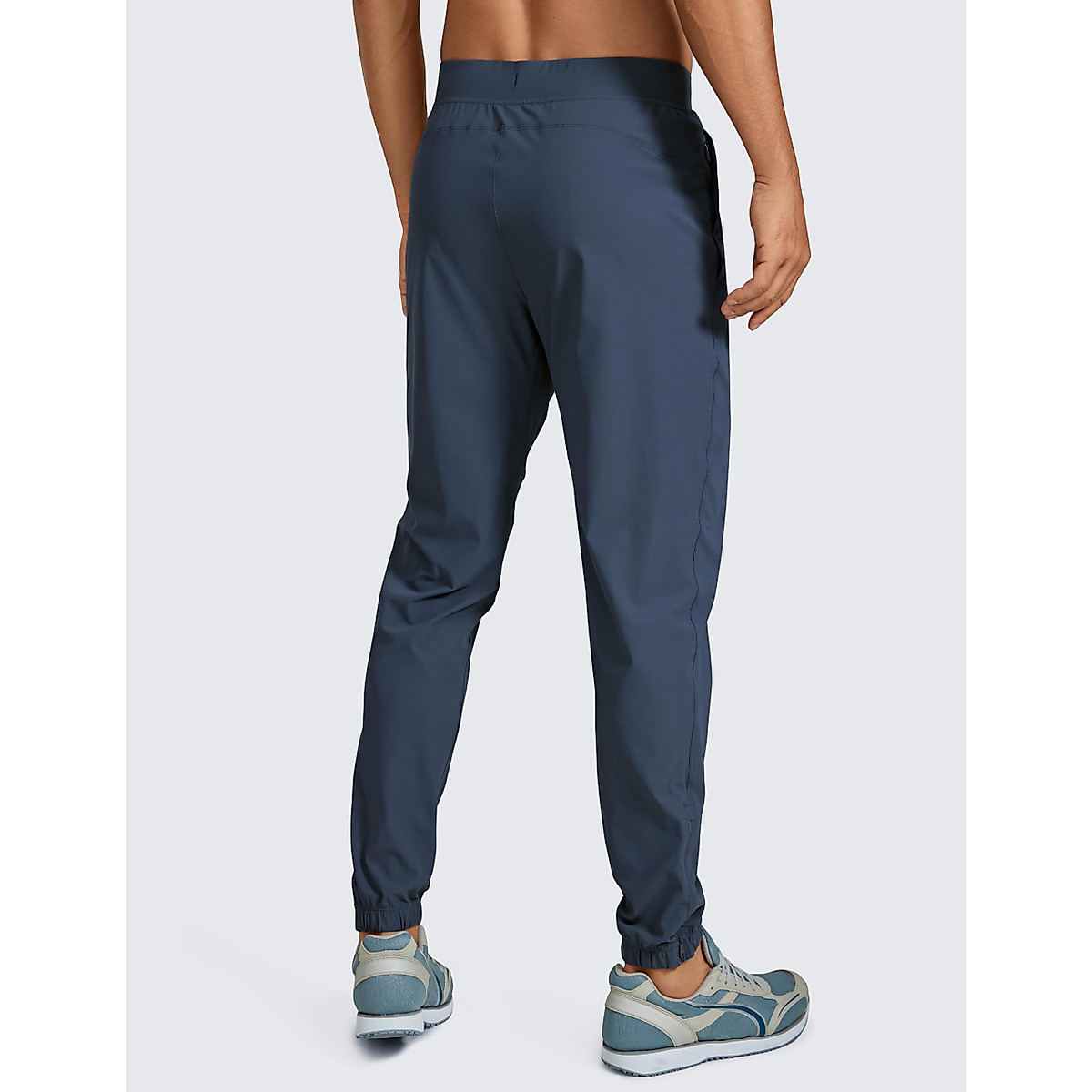 CRZ YOGA Athletic Joggers for Men - 29" Lightweight Running Training Pants with Zip Pockets and Ankle Zippers Electric Blue X-Large