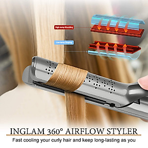 IG INGLAM 360° Airflow Styler Hair Straightener with Cooling Fan, 2 in 1 Professional Straight and Curl Hair Tools