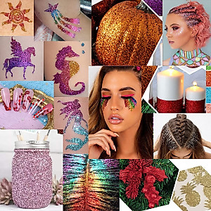 Face Glitter Makeup, Holographic Chunky Face Body Glitter, Glitter Eyeshadow Cosmetic Laser Powder for Face Hair Nails, Festival Body Glitter Makeup with Glue