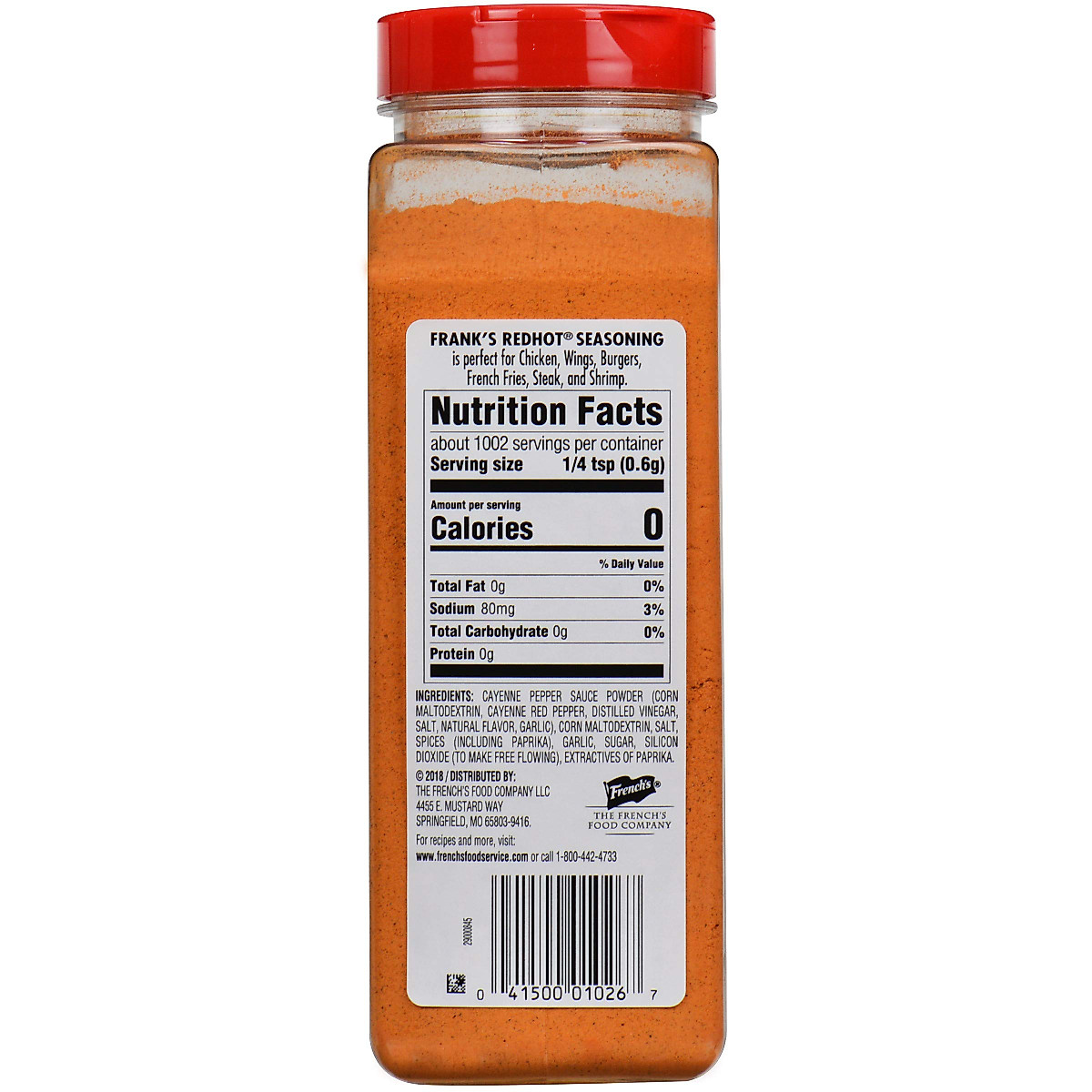 Frank's RedHot Original Seasoning, 21.2 oz - One 21.2 Ounce Container of Hot Sauce Seasoning Blend of Savory Garlic and Spicy Cayenne Pepper, Perfect for Dry-Rubs