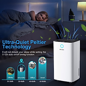 SEAVON 30 Pint Dehumidifiers for 2000 Sq. Ft Home Basement with Drain Hose, Dehumidifier with Auto and Manual Drainage,12 Hours Timer, Child Lock, Dry Clothes, Intelligent Humidity Control for Bedroom