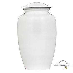 Eternal Harmony Cremation Urns for Human Ashes | Funeral Cremation Urn Carefully Handcrafted with Elegant Finishes to Honor Your Loved One | Elegant Decorative Urns Large Size with Velvet Bag (Pearl)