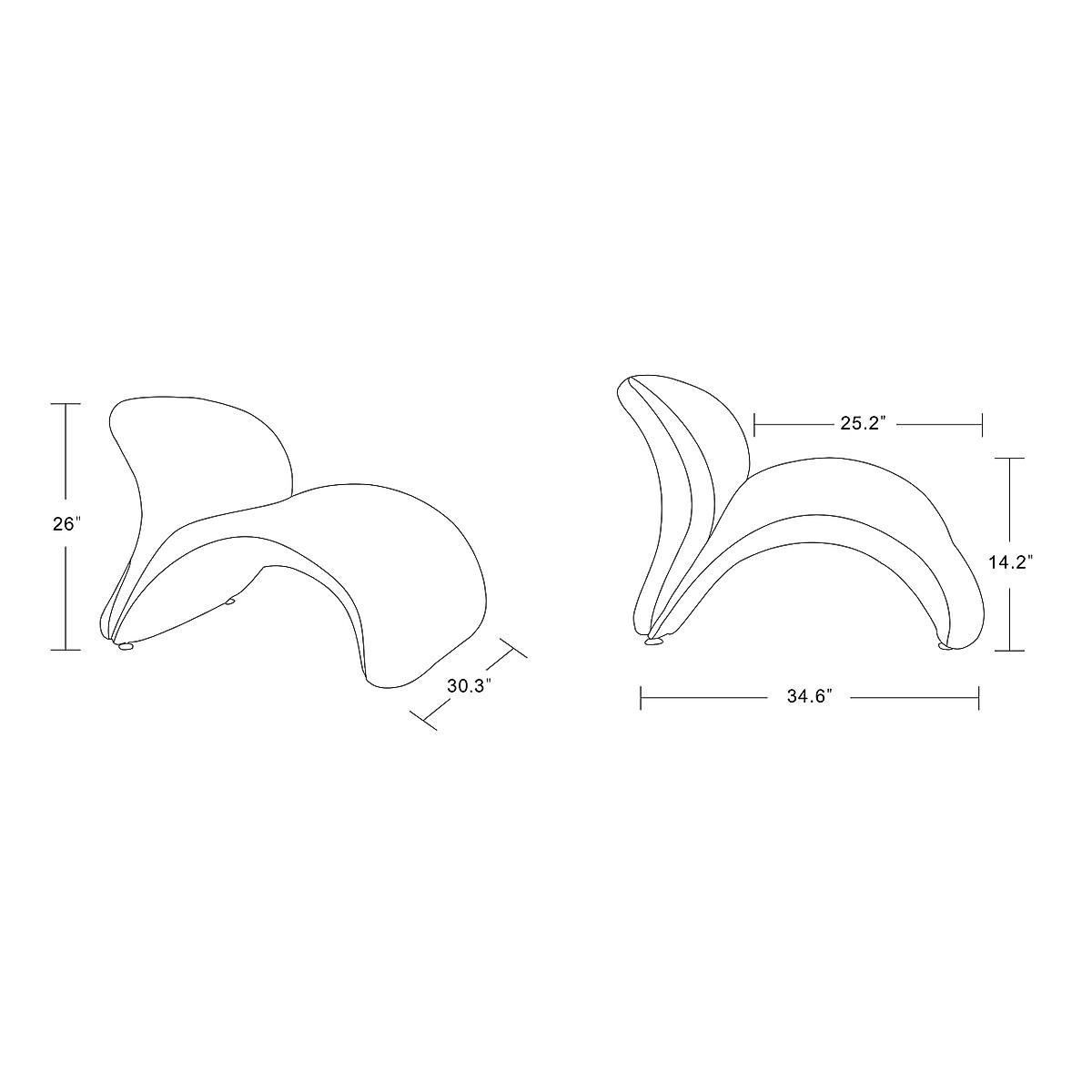 Manhattan Comfort Rosebud Mid Century Modern Wool Blend Living Room Accent Chair with Metal Frame, 30.3", Set of 2, Yellow