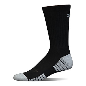 Under Armour Youth Heatgear Tech Crew Socks, 3-Pairs, Black, X-Small
