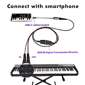 NUOSIYA MIDI Cable, MIDI to USB Interface Cable 4.5FT,MIDI Interface in-Out to USB Cord Adapter with Indicator for Piano Keyboard to PC Mac Laptop,Arranger Keyboard Tool