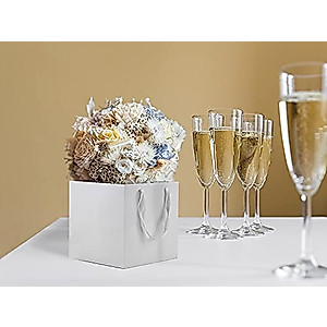 HUAPRINT White Paper Bags with handles,Gift Bags Bulk 24 Pack,10x10x10inch Square Size Large,Paper Shopping Bags, Kraft, Party, Birthday,Favor, Goody, Take-Out, Merchandise, Retail Bags
