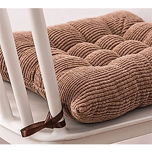 Corduroy Square Chair Pad and Seat Pads with Ties Floor Tatami Bay Window Seat Cushion Breathable Thickened Chair Pad for Indoor, Dining Living Room, Kitchen[Set of 1,Set of 2,Set of 4]