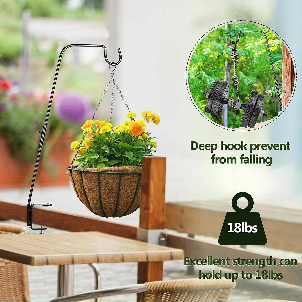 BOLITE Deck Hook, 28 Inch Bird Feeder Hanger for Hummingbird Feeders, Planters, Lanterns, Wind Chimes, Holiday Decorations and More, Heavy Duty