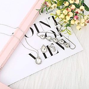 LOYALLOOK Bridal Rhinestone Teardrop Statement Necklace Bracelets and Dangle Earrings Jewerry Sets for Proms Weddings
