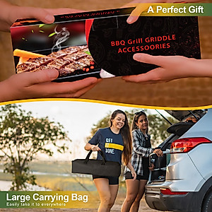 Griddle Accessories Kit, 17PCS Flat Top Grill Accessories Set for Blackstone and Camp Chef, Grill BBQ Spatula Set with Enlarged Spatulas, Scraper, Tongs for Outdoor BBQ