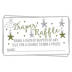 50 Twinkle Twinkle Little Star Diaper Raffle Tickets | Gender Neutral Baby Shower Game