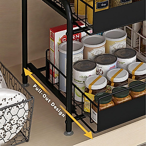 Under Sink Organizers and Storage Pull Out Cabinet Organizer Metal Under Cabinet Organizers Multi-Use for Under Kitchen Bathroom Bedroom Folding Sink Slide Out Shelf