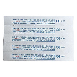 Shuiniba 18G 5 Pieces Body Ear Navel Nose Lip Nipple Piercing Needles