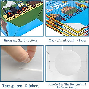 24pcs Railroad Train Crossing Party Gift Treat Boxes Railway Train Theme Party Favors Steam Train Goodie Candy Boxes for Kids Baby Shower Decorations Birthday Party Supplies