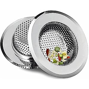 KPELA HOME 2PCS Kitchen Sink Strainer Stainless Steel - Upgrade 304 Never Rust - Kitchen Sink Strainer Basket - Food Catcher for Kitchen Sinks - Garbage Disposal Strainer - Large Rim 4.5"