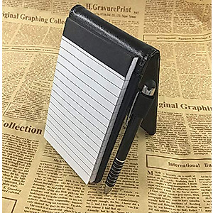 Leoyoubei Mini Pocket Notepad Holder Included with 50 Lined Sheets,Refillable,with Notebook Refills,Memo Book Refills 5 Pack 3x5 Inch Sized Writing Pad with 30 Lined Paper Per Note Pad Black
