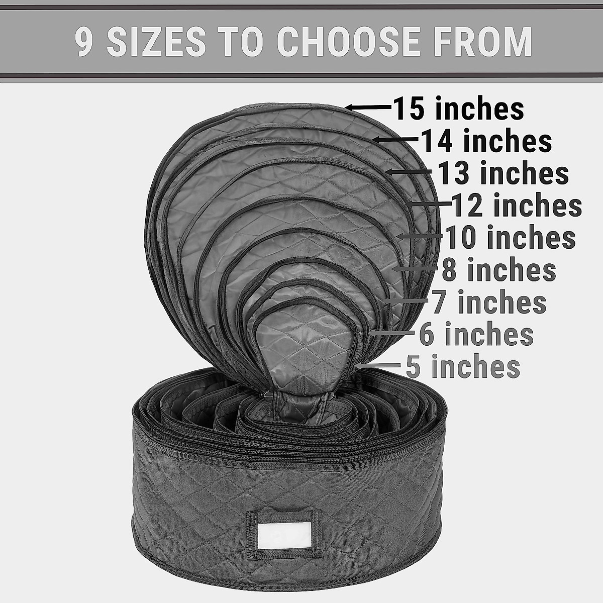 7" Small Plate Storage Case - China Storage Container - Stackable With Padded Interior to Store your Dinnerware Dishes - 12 Felt Dividers Included - Gray - Great for Saucers, Bowls, Appetizer Plates