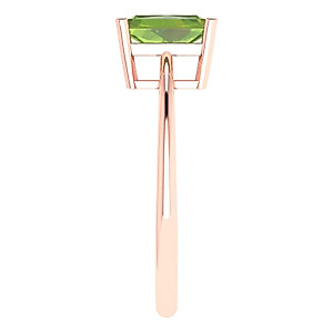 Clara Pucci 1.0 ct Radiant Cut Solitaire Genuine Natural Green Peridot Gem Engagement Bridal Promise Anniversary Ring 14k Rose Gold