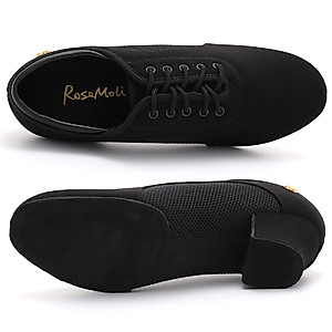 RoseMoli Women's Latin Dance Shoes Lace-up Ballroom Modern Salsa Rhythm Teaching Practice Professional Performance Dance ShoesBlack-2