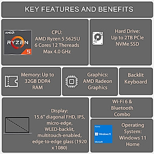 HP Newest Envy x360 2-in-1 Laptop, 15.6" Full HD Touchscreen, AMD Ryzen 5 5625U 6-Core Processor, 32GB RAM, 512GB SSD, Backlit Keyboard, HDMI, Webcam, Wi-Fi 6, Windows 11 Home, Stylus Pen Included