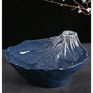 High End Sashimi Plate, 15.4 inch Japanese Style Fuji Mountain Style Dry Ice Creative Tableware High End Hotel Hotpot Restaurant Seafood Platter Salmon Sushi Plate