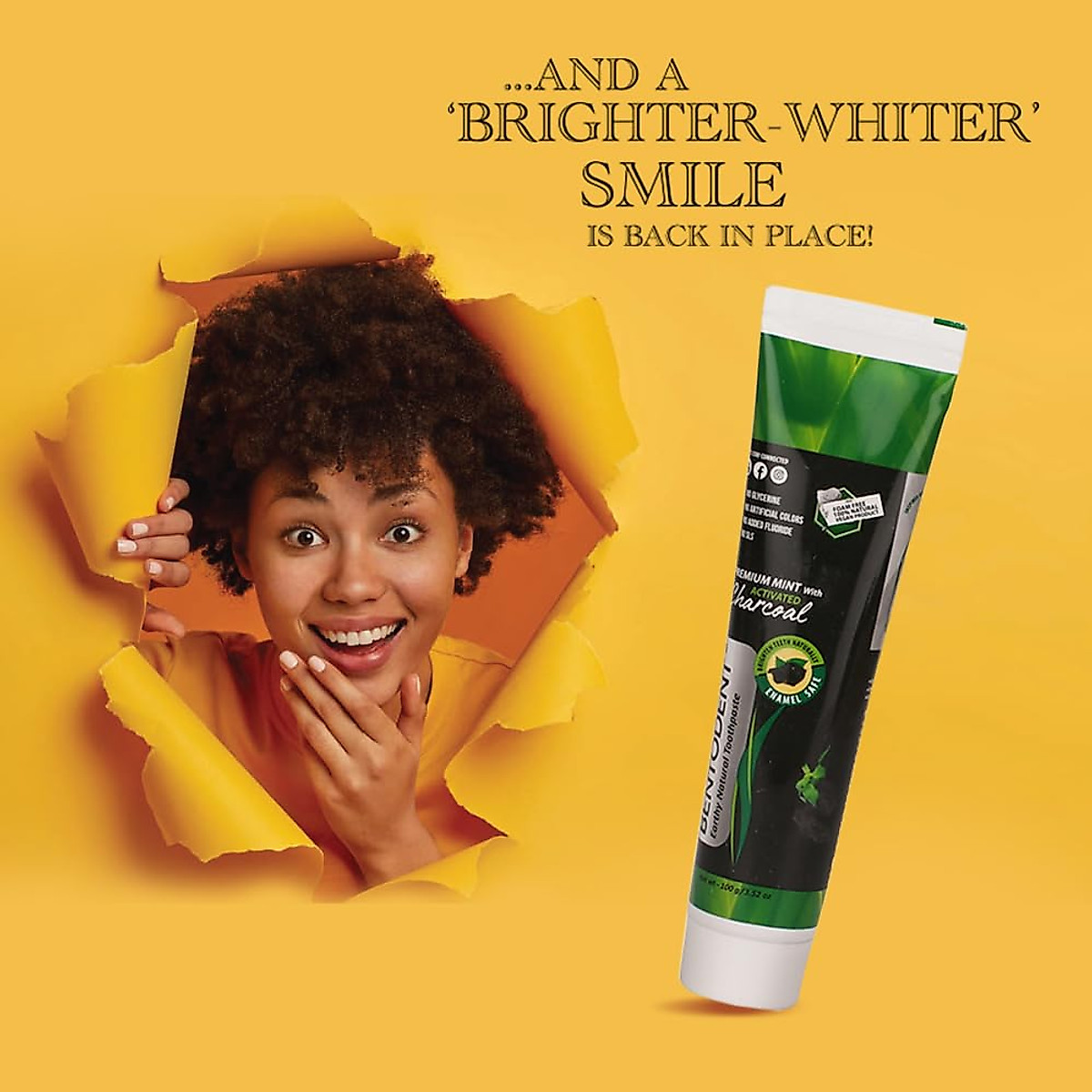 BENTODENT Teeth Whitening Bentonite Clay & Charcoal Toothpaste - Natural Teeth Whitening Charcoal Toothpaste, No SLS & Fluoride Free Toothpaste, Vegan (Activated Charcoal Mint Combo)