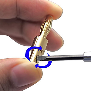 VCELINK 4mm Speaker Banana Plugs-Open Screw Type, Insulated 24K Gold Plated Speaker Wire Banana Plugs Connectors (5 pair/10 pcs)