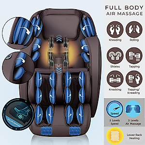 iRest SL Track Massage Chair Recliner, Full Body Massage Chair with Zero Gravity, Bluetooth Speaker, Airbags, Heating, and Foot Massage