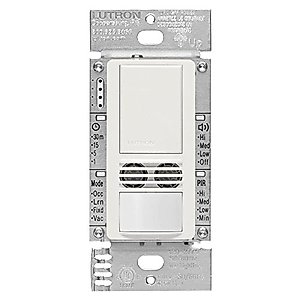 Lutron MS-A102-WH Maestro Dual Tech Occupancy Sensor Switch, no neutral required, 6 Amp Single-Pole, White
