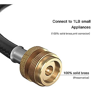 Jadalife 4ft Propane Hose Adapter1lb to 20lb, Propane Grill Hose fit for Weber/Coleman/Blackstone Grill, Buddy Heater, Smoker, Camping Stove