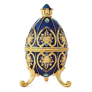 QIFU Easter Egg Style Enamelled Trinket box Hinged Unique Gift for Family